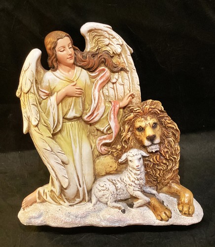Joseph's Studio Roman Angel Lion Lamb Sitting Together Statue Figure ...