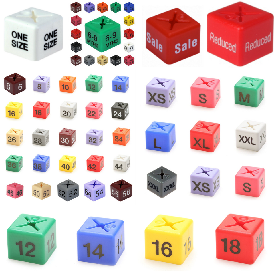 100x Garment Clothes Marker Size Number Color Size Cubes For Hanger ...