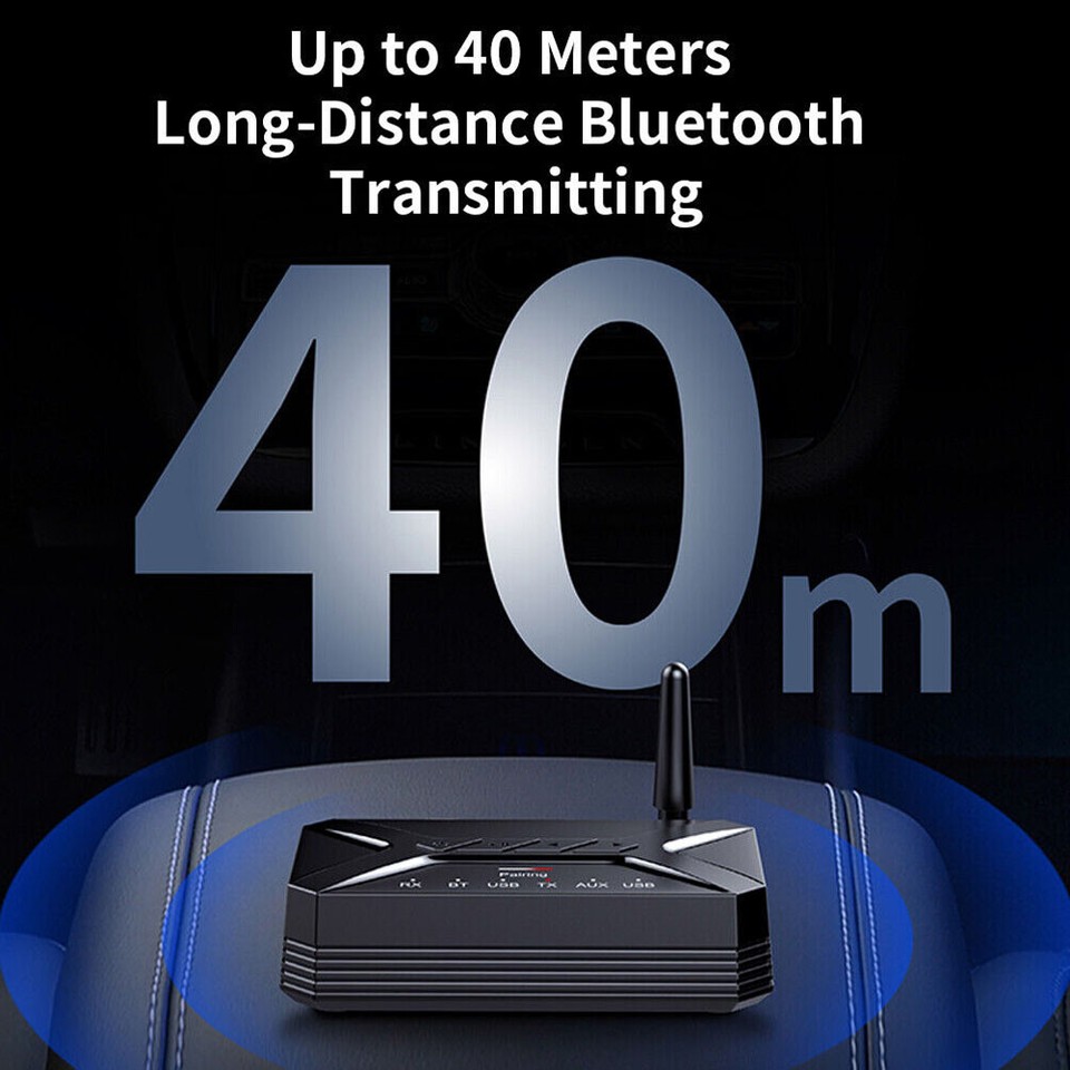 Long Range Bluetooth 5.0 Transmitter Receiver Audio Adapter for TV Home ...