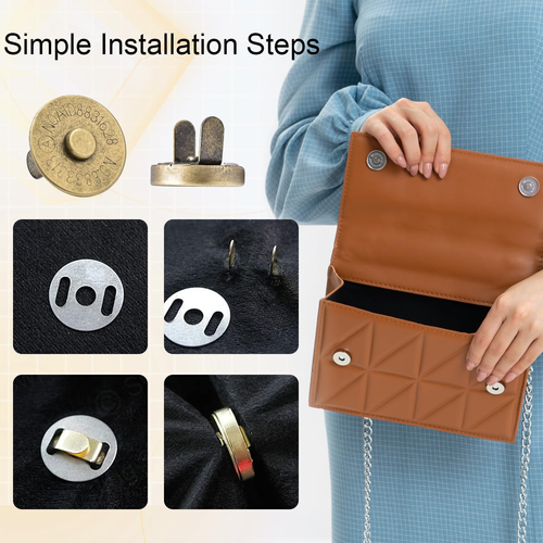 24Sets Magnetic Snaps for Purse Closures 14Mm Magnetic Fastener Kit ...