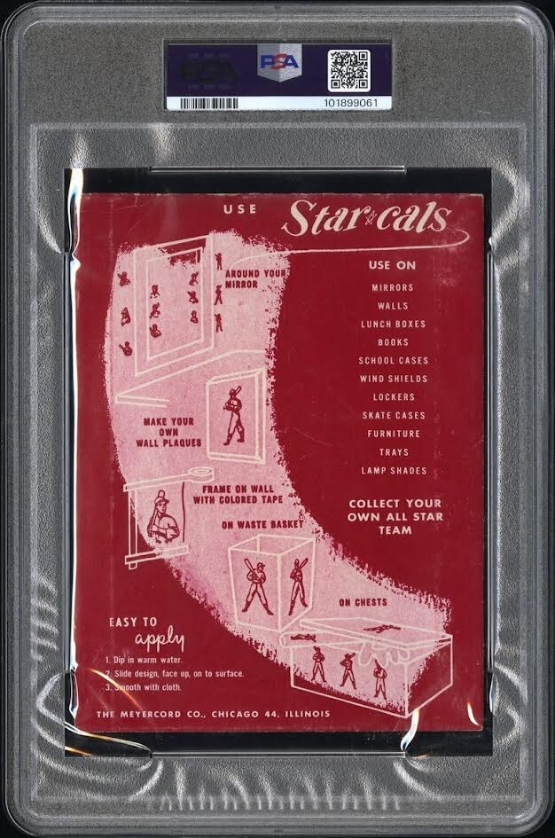 1952 Star-Cal Decals Type 1 # 70-G Mickey Mantle PSA Authentic Rookie ...