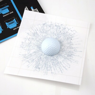 Car Simulation 3D Golf Ball Hit Broken Window Sticker Yellow Decal ...