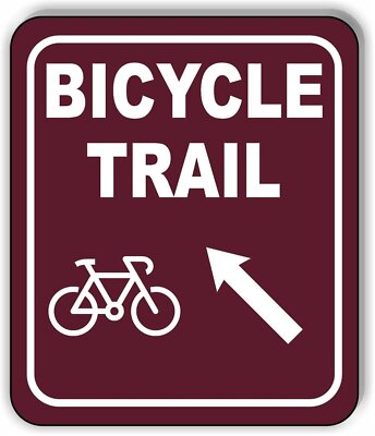 BICYCLE TRAIL DIRECTIONAL 45 DEGREES UP LEFT ARROW Aluminum composite ...