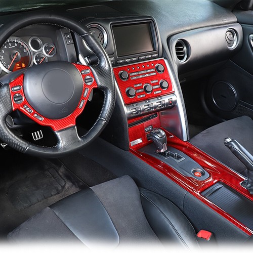 4* Red Real Carbon Fiber Central Control Interior Trim For Nissan GT-R ...