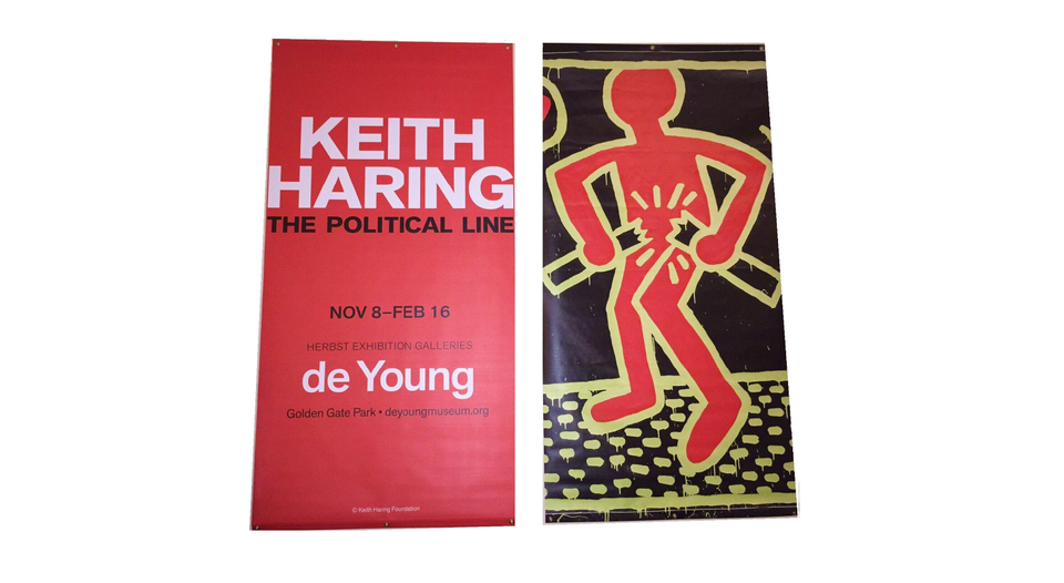 Keith Haring, The Political Line, Exhibition Banner de Young Museum, SF ...