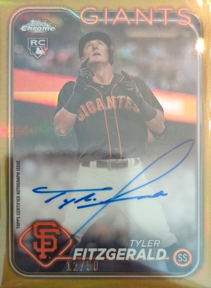2024 Topps Chrome Rookie Auto #RA-TF Tyler Fitzgerald Gold Refractor | eBay