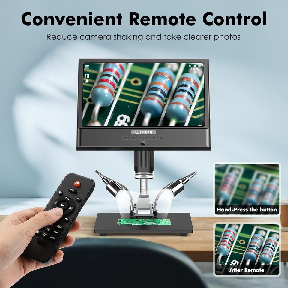 10" LCD Digital Microscope 1300X Coin Microscope 12MP Camera Soldering ...