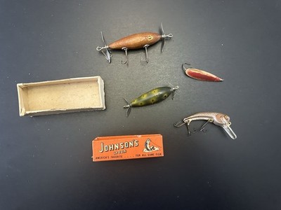 Vintage 4 Piece Fishing Lure Lot, South Bend, Johnson's Silver Minnow ...