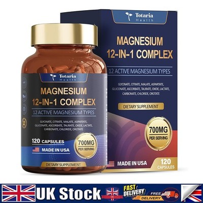 Totaria Magnesium Complex 700mg 12 in 1 with Glycinate Citrate 120 ...