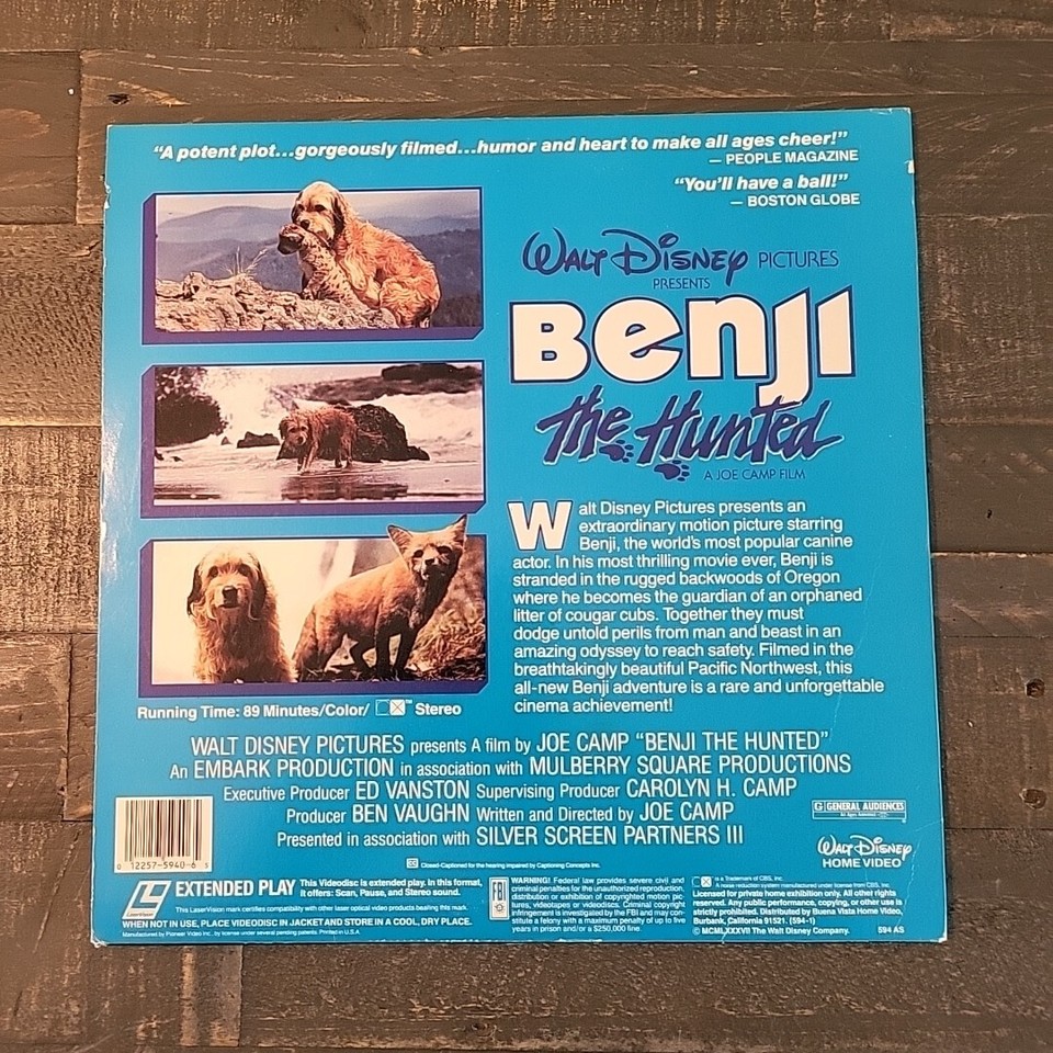 Benji the Hunted Laserdisc LD Close Up Jacket Walt Disney | eBay