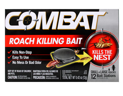 Combat Roach Killing Bait Stations for Small and Large Roaches, 12 ...