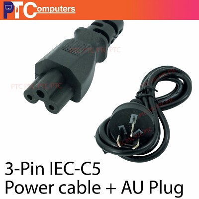 125CM Power Lead Cable Cord AU 3 Pin to Clover leaf Plug IEC C5 ...