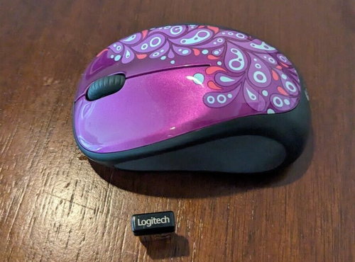 Logitech M315 Wireless Mouse Purple Paisley 910-003131 Tested Working ...