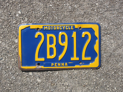 1971 Pennsylvania Motorcycle License Plate 2B912 Motor Cycle Penna PA ...