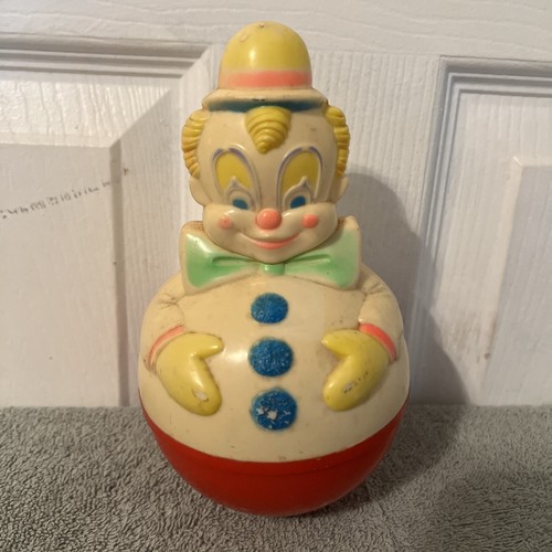 Vintage SaniToy Roly Poly Wobble CLOWN Baby Toy Raddle Sound,USED | eBay