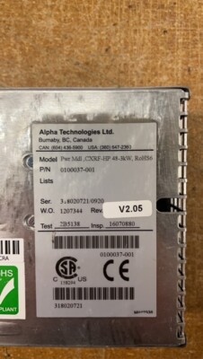 0100037-001 Alpha Technologies Cordex CXRF-HP 48-3KW Rectifier Power ...