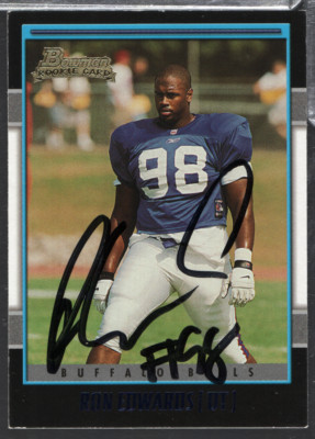 Ron Edwards Bills Autographed 2001 Topps Bowman RC #234 101623NPCD126 ...