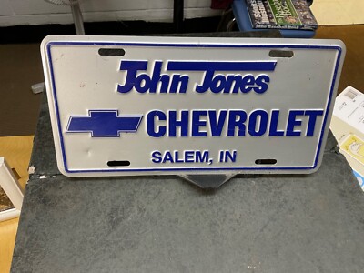 Dealership License Plate Vintage John Jones Chevrolet Salem Indiana ...