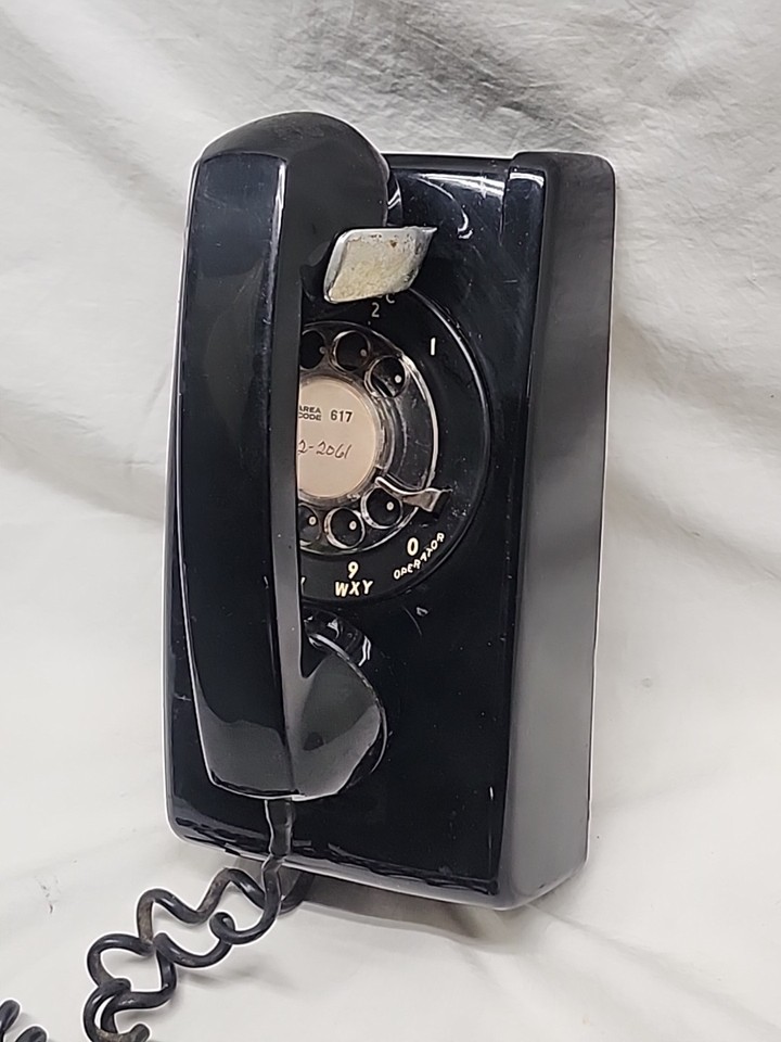 Vtg Western Electric Black Rotary Dial Wall Telephone Bell System Model ...