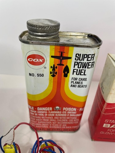 Vintage Cox Can + Battery Set for Tether Cars Planes Boats Glow Plug ...