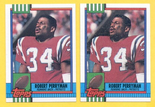 1990 Topps ROBERT PERRYMAN New England Patriot Card Lot both Disclaimer ...