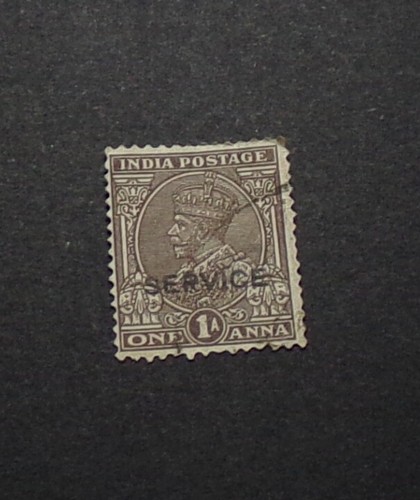 Vintage India Postage Stamp - ONE ANNA Stamp - Service Water Marked ...