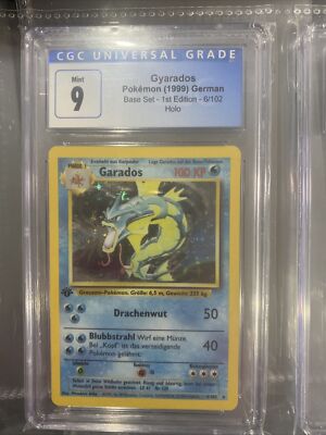 CGC 9 Gyarados Garados 6/102 Base Set 1st Edition Holo German Pokemon ...