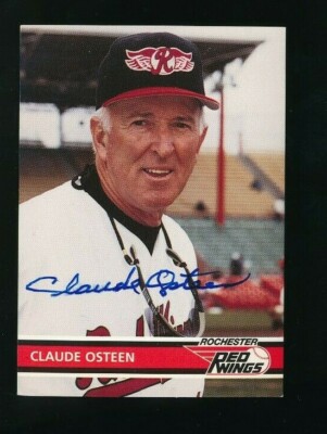 1995 Bill Pucko Rochester Red Wings Claude Osteen #42 signed autograph ...
