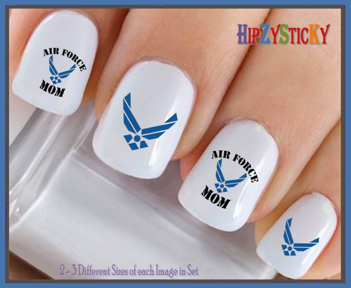 Nail Art 5618 MILITARY Air Force MOM Blue Wings Waterslide Nail Decal ...