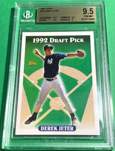 DEREK JETER, YANKEES, SS, 1993 TOPPS, 1992 DRAFT PICK #98, BGS 9.5 GEM ...