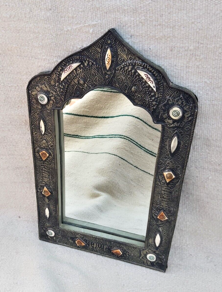 Antique Handcraft Art Moroccan Metal Engraved Wall Mirror Bone Camel ...