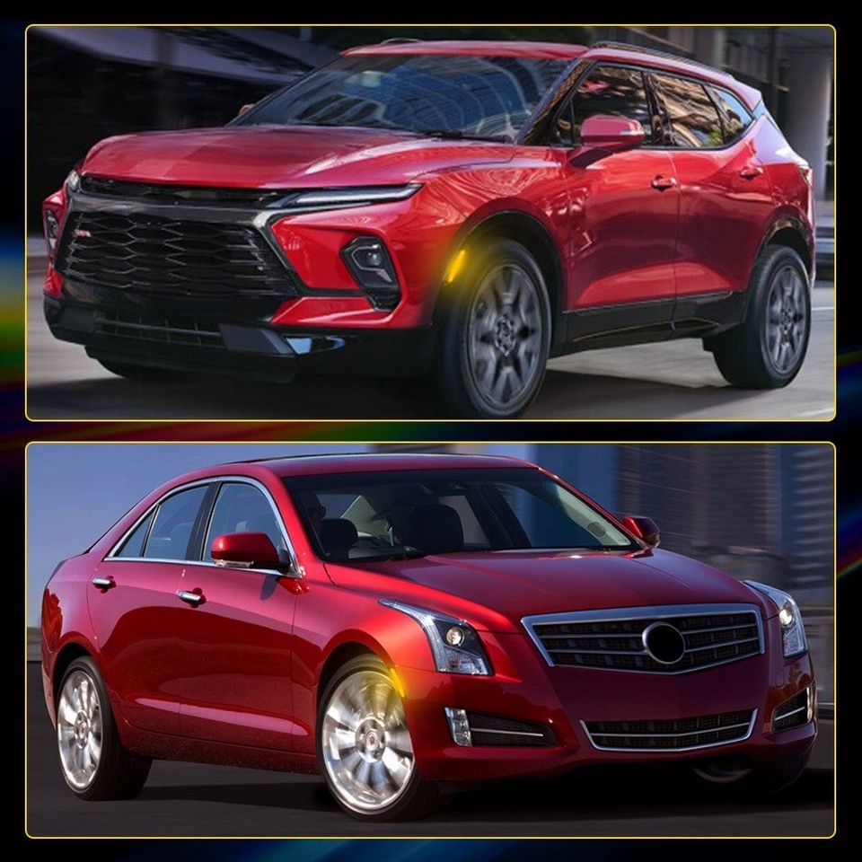 2pcs Smoked Lens Amber LED Front Side Marker Lights For Cadillac 2013 ...