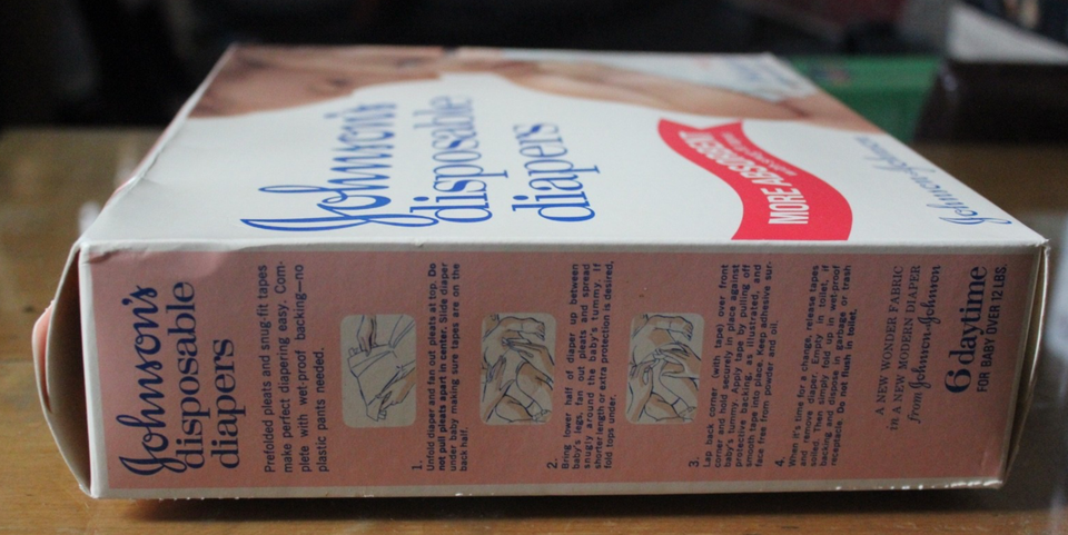 Rare Vintage Johnson's 6 Disposable Diapers - For Babies Over 12 Lbs ...