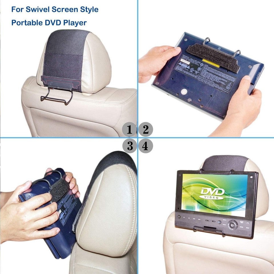 Car Headrest Mount Holder for Swivel Screen Portable DVD Player and ...