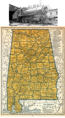 A 1939 ALABAMA RAILROAD MAP SHOWS ALL RR DEPOTS TOWNS + AT&N RR PRINT ...