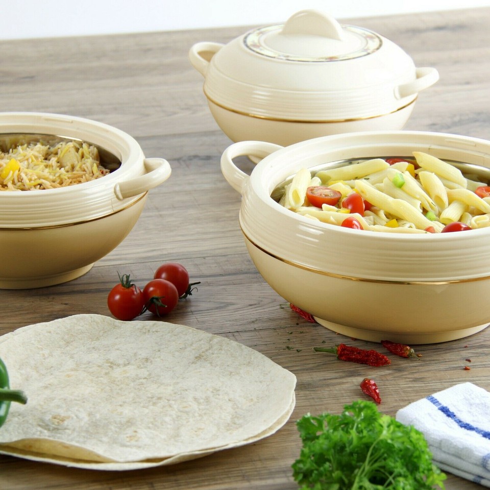 3Pc 4Pc Plastic Hot Pot Thermal Insulated Casserole Set Food Warmer ...