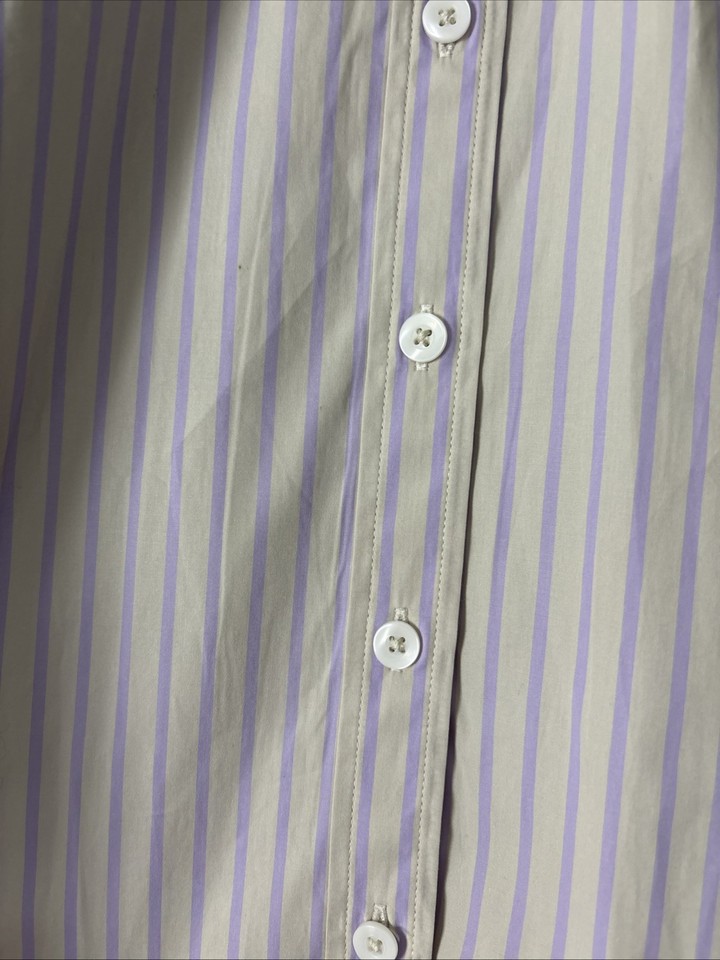 Marks & Spencer Beige Lilac Striped Cotton Shirt / Overshirt Size UK 18 ...