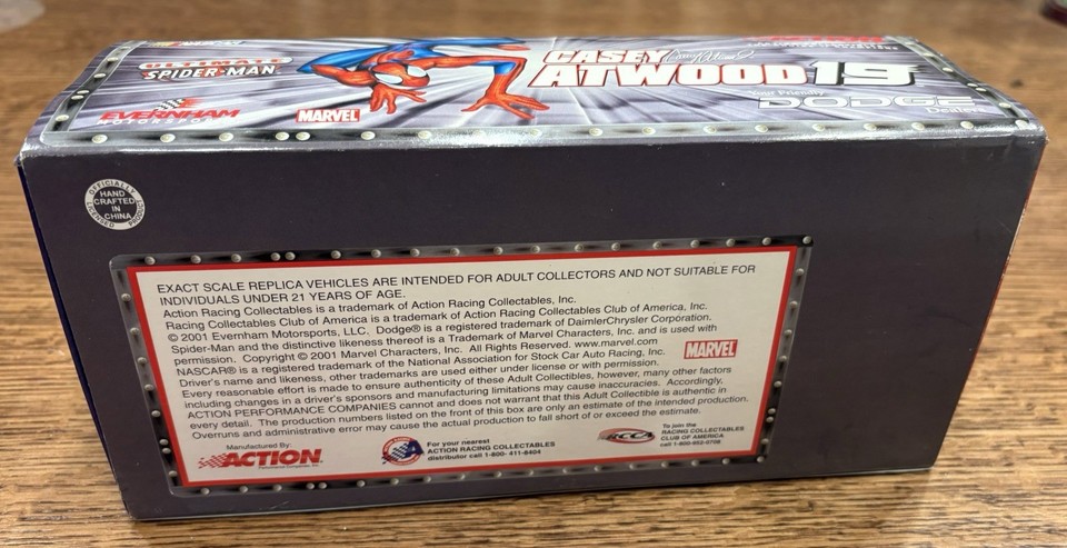 Action Casey Atwood #19 Ultimate Spiderman 2001 Nascar Action Elite R/T ...