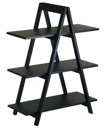 Black Wooden A Frame 3 Shelf Bookcase Storage Display Stand 3 Tier Book ...