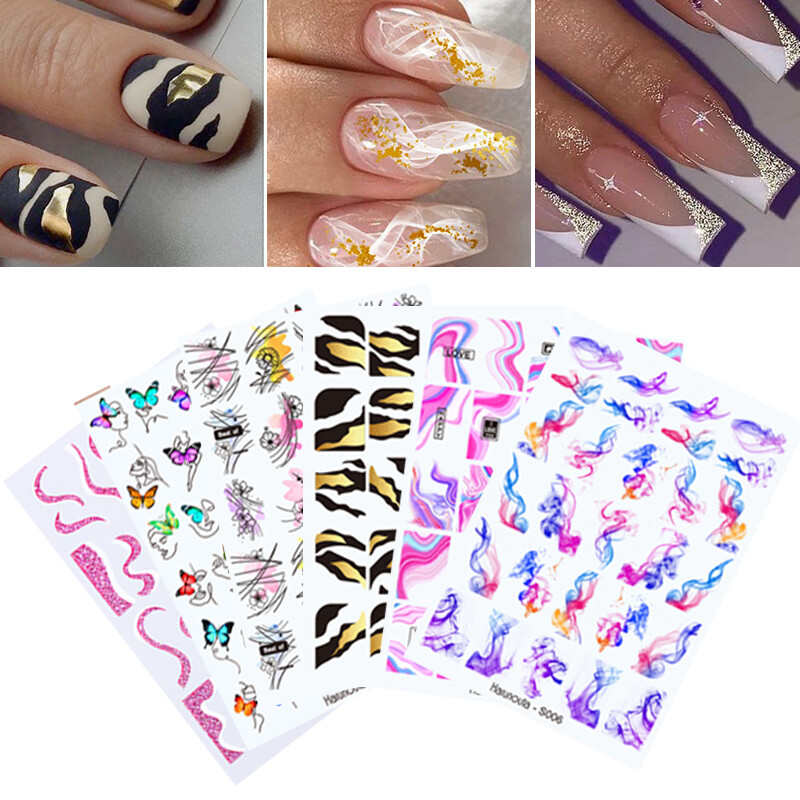 3D Nail Stickers Decals Butterfly Transfer Nail Sliders Abstract ...