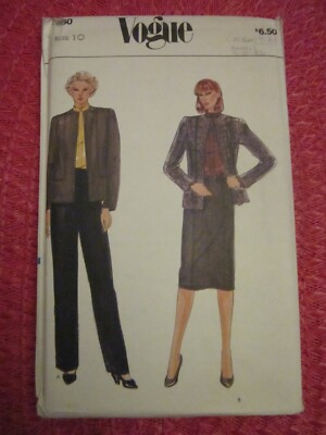 VINTAGE Vogue 7860 Misses SUIT JACKET & SKIRT Sewing Pattern SZ. 10 ...