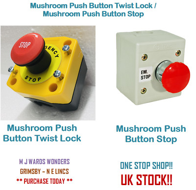 Mushroom Push Button Twist Lock / Mushroom Push Button Stop | eBay UK
