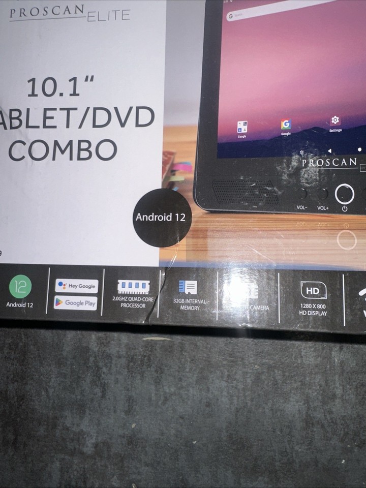 Proscan Elite 10.1" Tablet/Portable DVD Combo, 2GB/32GB Android 12 New ...