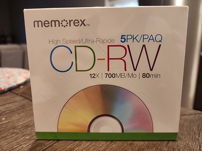 5 Pack Memorex CD-RW High Speed 700 MB 80 Minute 12X Multi Speed New ...