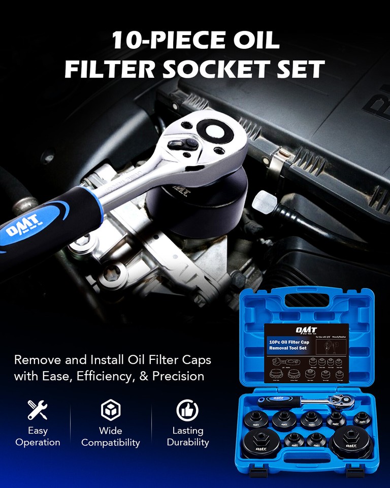 OMT Oil Filter Socket Set 3/8" Drive Metric Oil Filter Cap Wrench Set ...