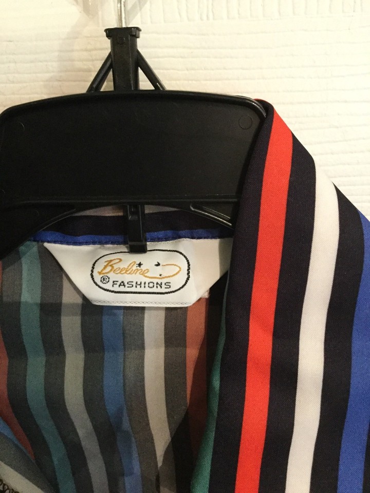 beeline fashions woman's 8 Blouse Multi Color Stripes Long Sleeve ...