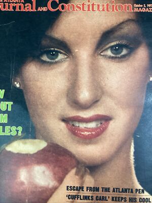 Atlanta GA Print Ad 1977 AJC Pretty Girl Apple Nancy Tabaka Model Eyes ...