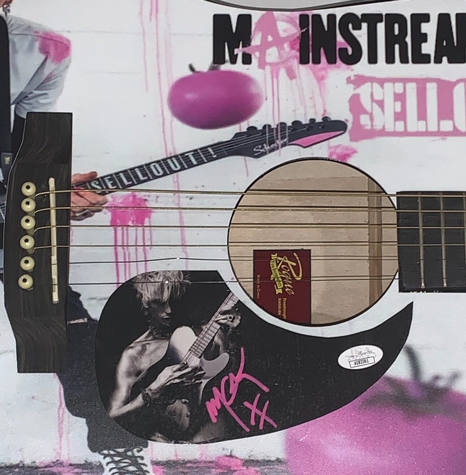 MGK SIGNED CUSTOM ACOUSTIC GUITAR MAINSTREAM SELLOUT MACHINE GUN KELLY ...