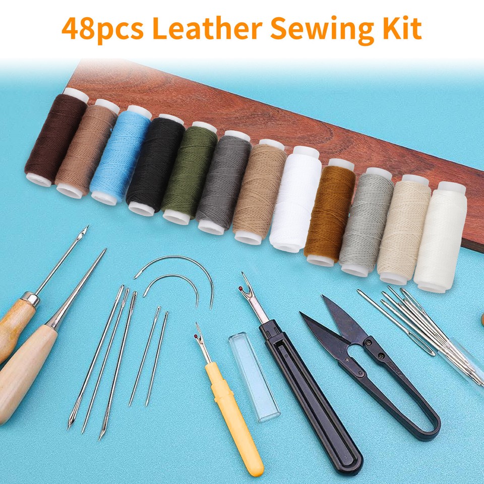 48Pcs Leather Canvas Speedy Stitcher DIY Sewing Awl Upholstery Repair ...