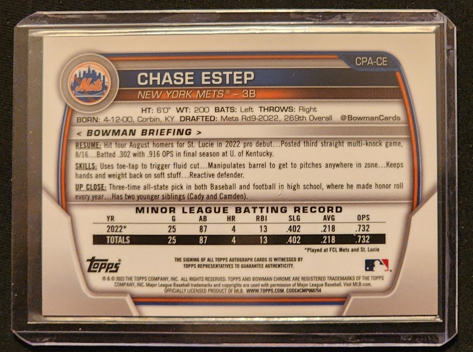 2023 Bowman Chrome Chase Estep 1st Bowman Auto | eBay